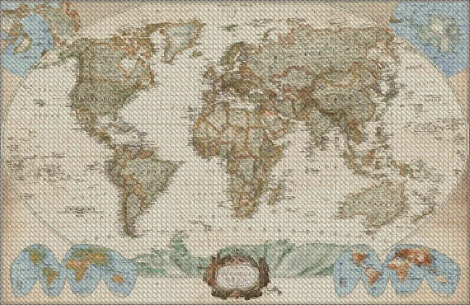 Educational World Map - Counted Cross Stitch Patterns - Printable Chart ...