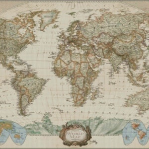 Educational World Map - Counted Cross Stitch Patterns - Printable Chart ...