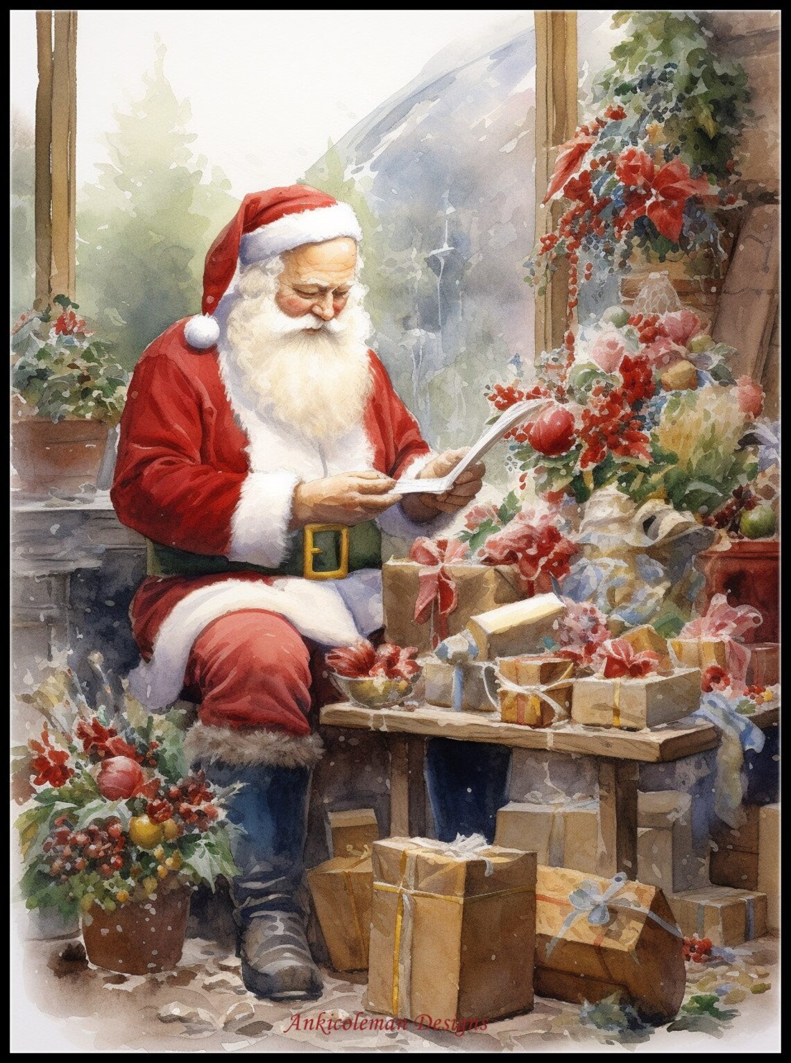 Santa at Work Counted Cross Stitch Patterns Printable Chart PDF Format ...