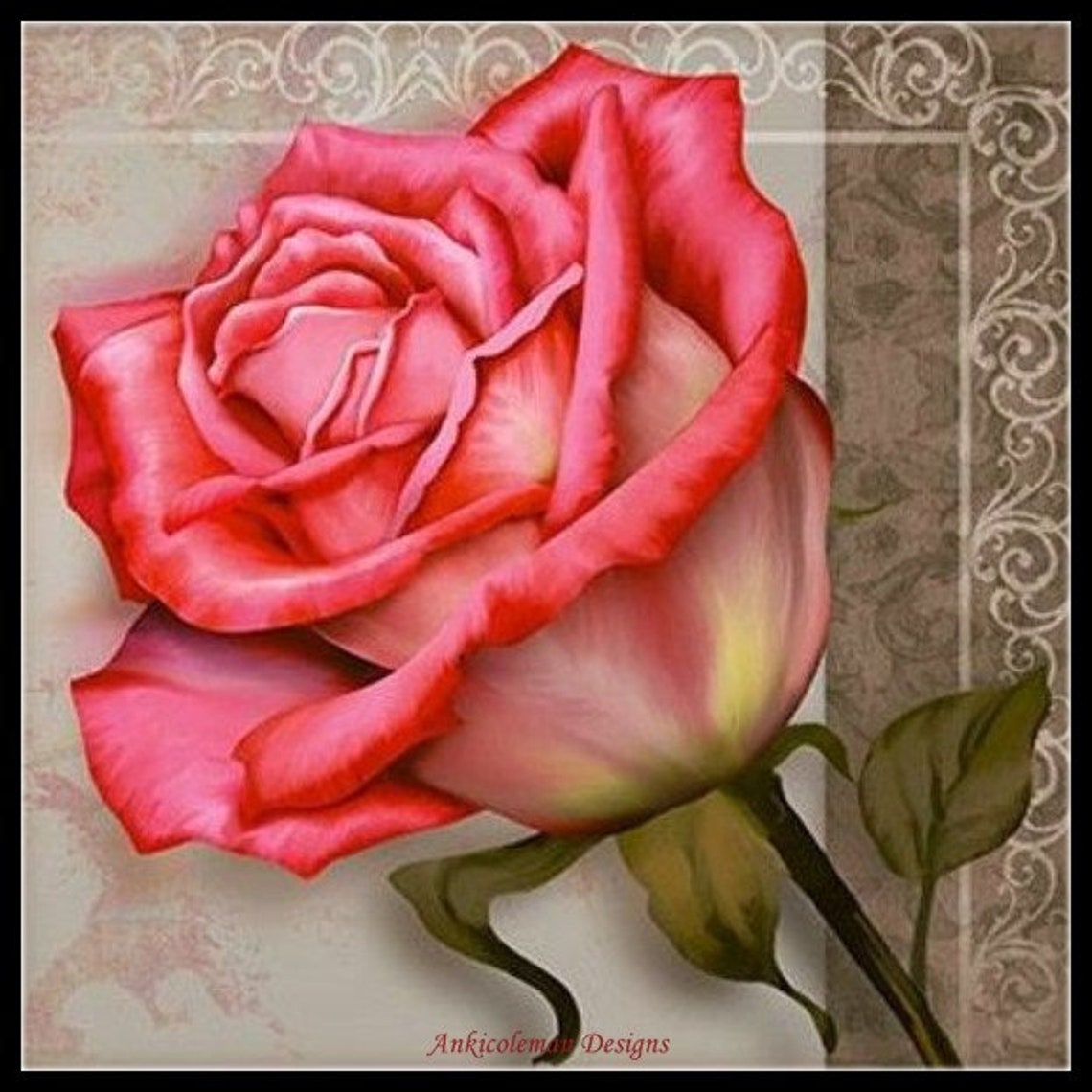 Rose 6 Counted Cross Stitch Patterns Printable Chart PDF - Etsy