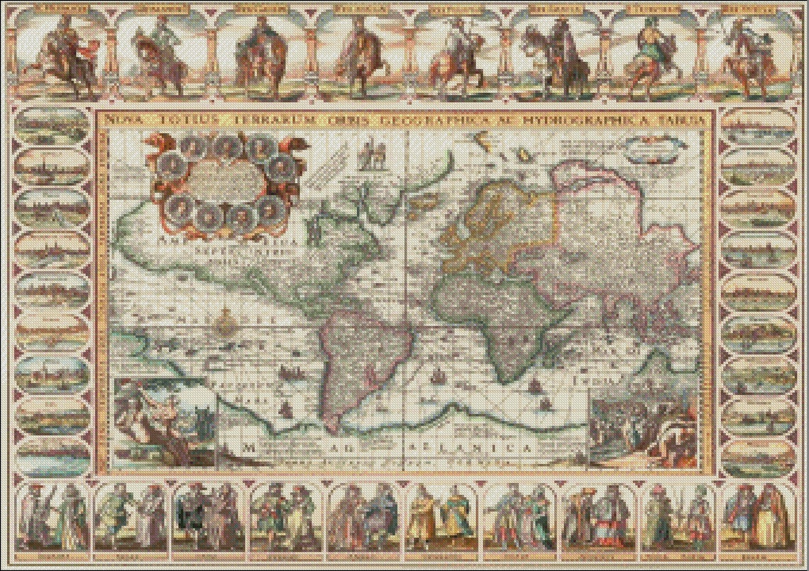 Old World Map Counted Cross Stitch Patterns Printable - Etsy