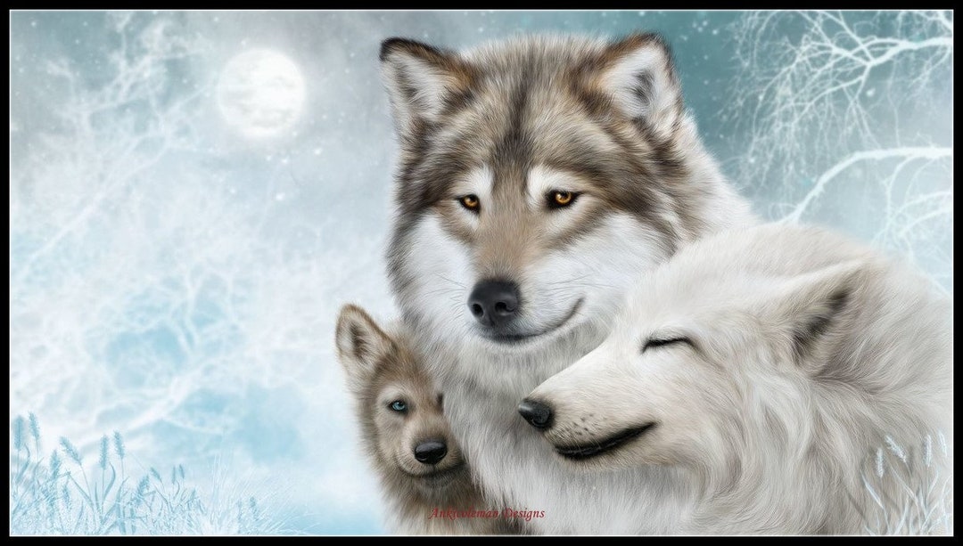 Winter Wolf Family - Counted Cross Stitch Patterns - Printable Chart ...