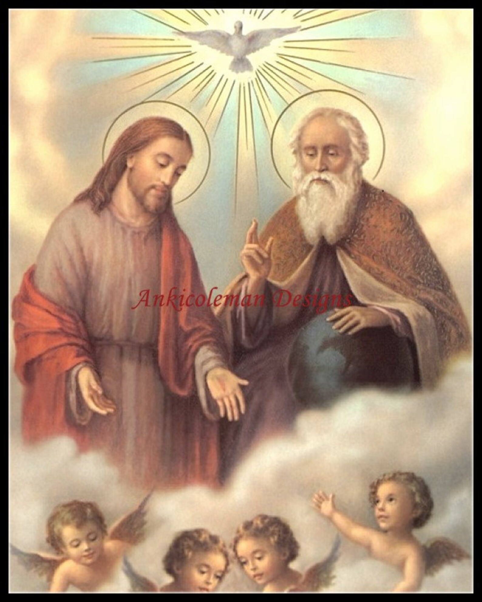 Holy Trinity With Angels Counted Cross Stitch Patterns - Etsy