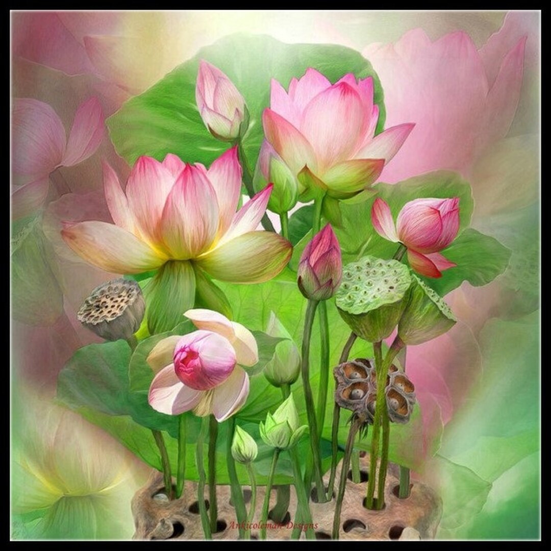 Lotus - Counted Cross Stitch Patterns - Printable Chart PDF Format ...