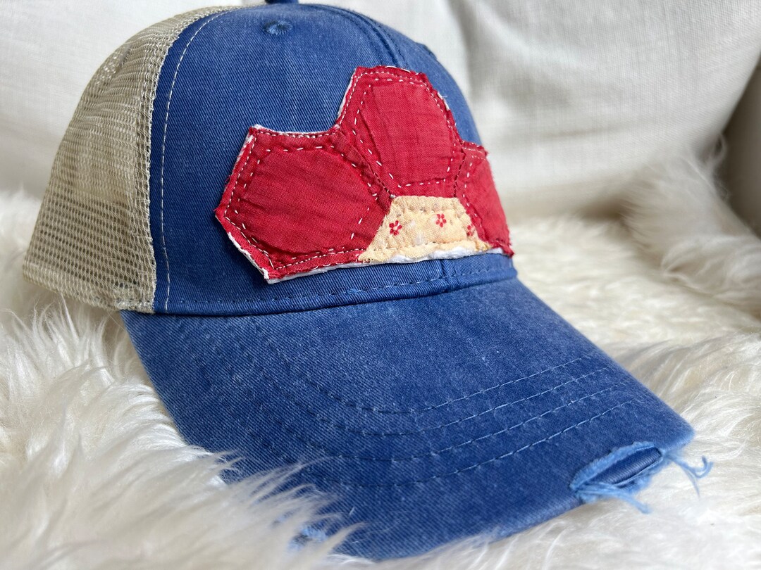 Quilted Trucker Hat, Quilt Block Hat, Baseball Hat, Cutter Quilt Hat ...