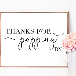 Thanks for Popping by Sign | Printable Sign, Baby Shower Popcorn Sign ...