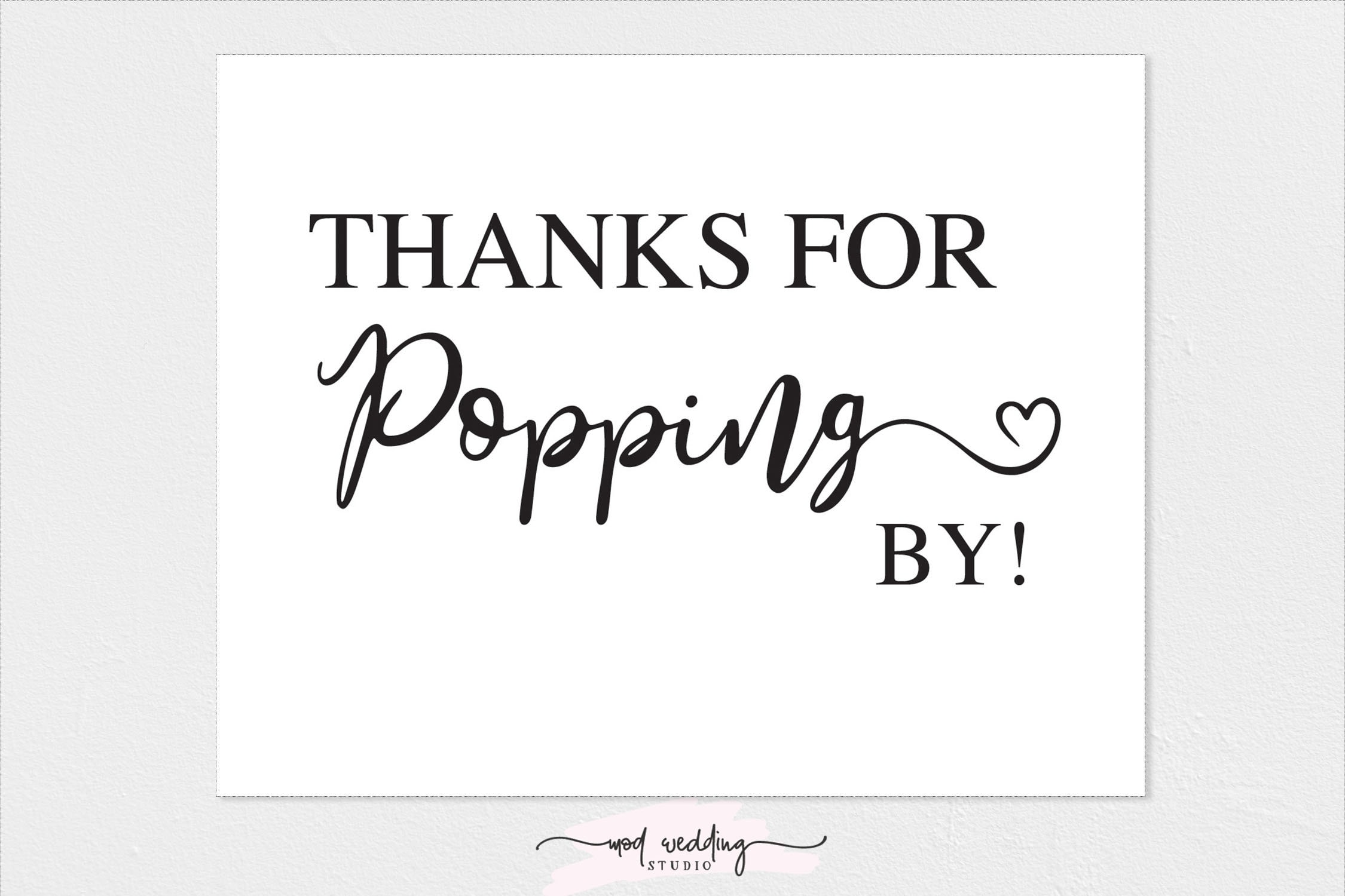 Thanks For Popping By Sign Printable Sign Baby Shower | Etsy