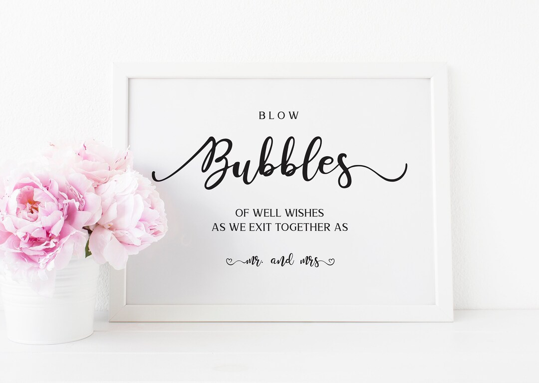 Wedding Bubbles | Wedding Bubbles Sign, Well Wishes, Bubbles Sign ...
