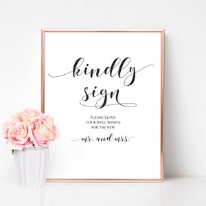 Kindly Sign | Guest Book Sign, Wedding Sign, Reception Sign, Guestbook ...