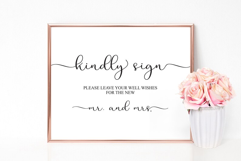 Kindly Sign Wedding Sign Guest Book Sign Reception Sign - Etsy