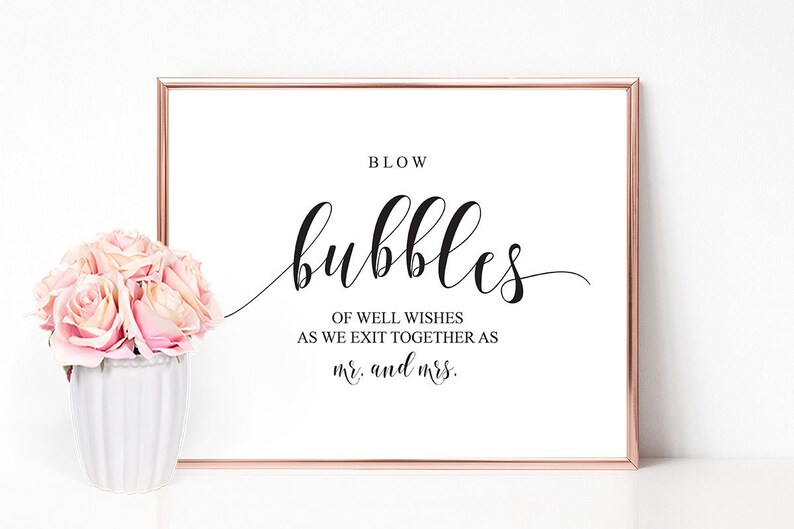 Wedding Bubbles Well Wishes, Bubbles Sign, Bubbles Send Off, Wedding ...