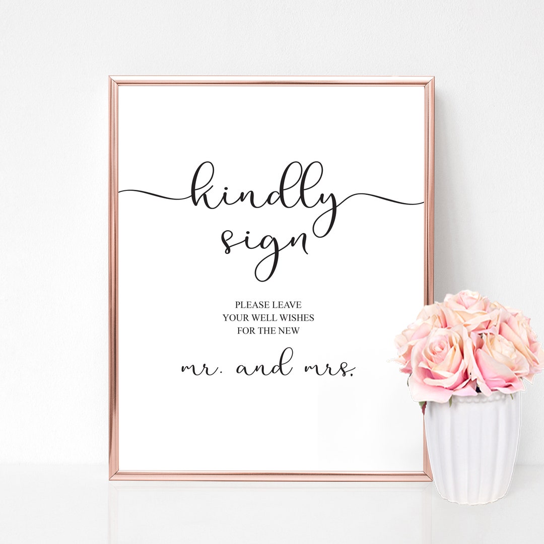 Kindly Sign | Guest Book Sign, Reception Sign, Guestbook Sign, Wedding ...