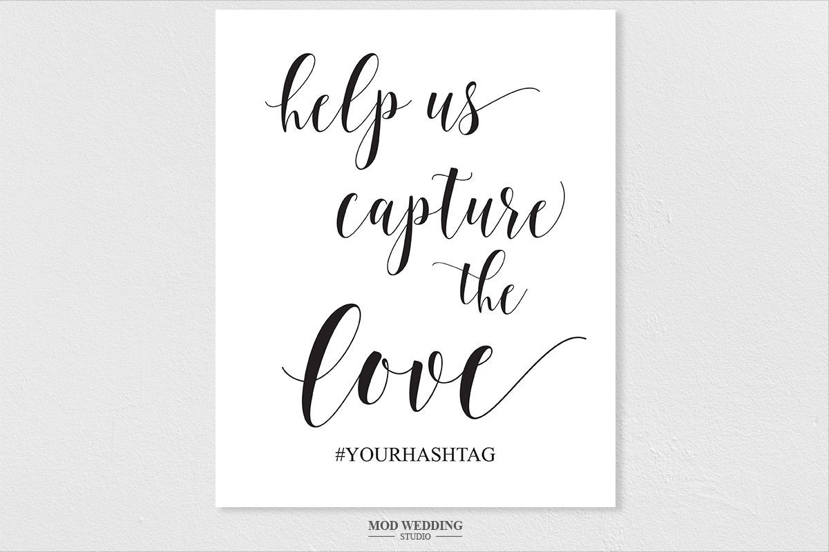 Help Us Capture the Love Custom Hashtag Sign, Hashtag Wedding Sign ...