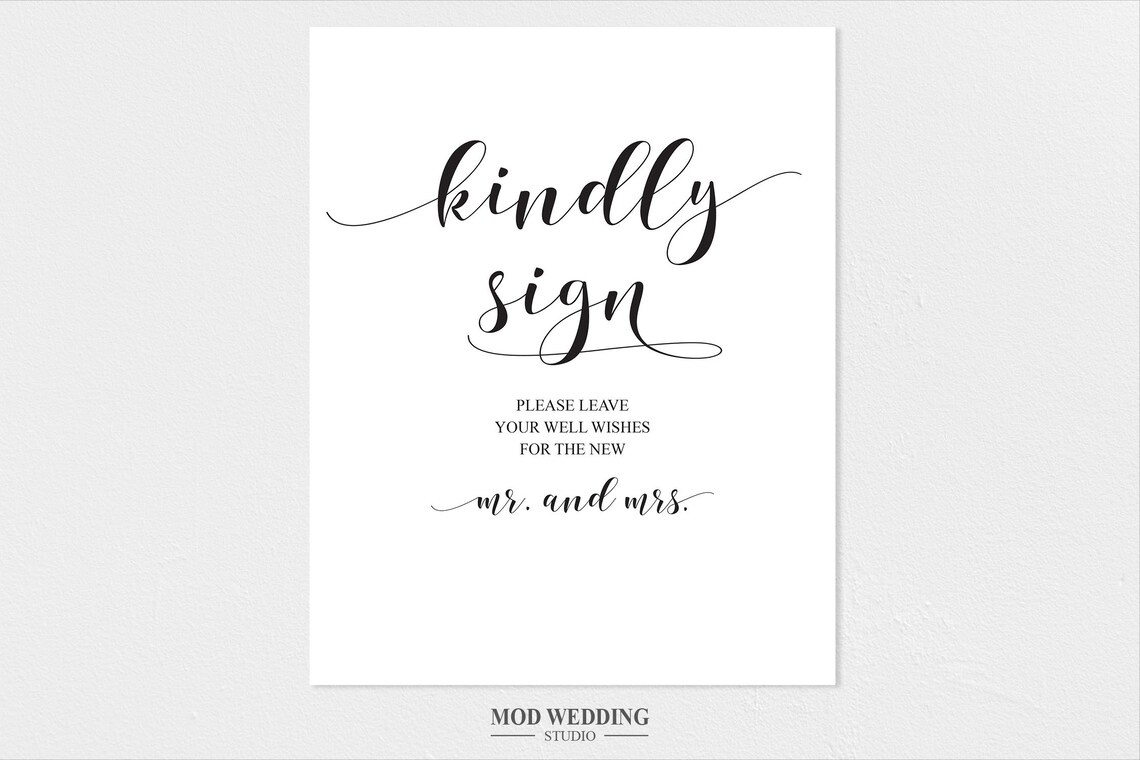 Kindly Sign Guest Book Sign, Wedding Sign, Reception Sign, Guestbook ...