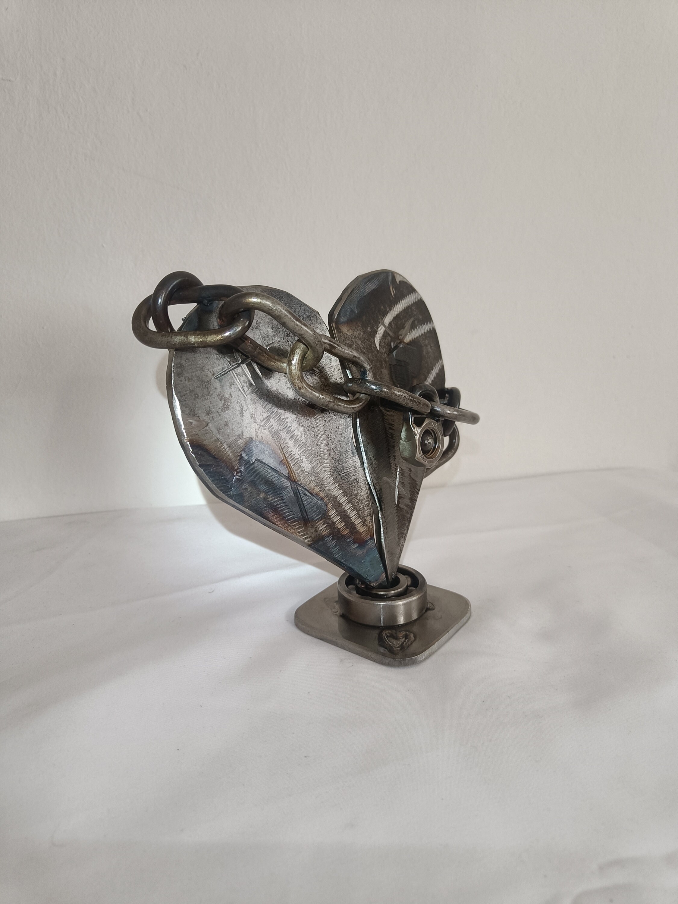 Metal Heart Sculpture Broken Heart Art Industrial Decor Recycled Scrap ...