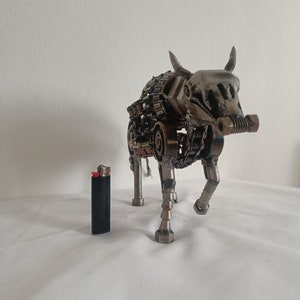 Metal Bull Sculpture Rustic Industrial Decor Recycled Scrap Art Unique ...