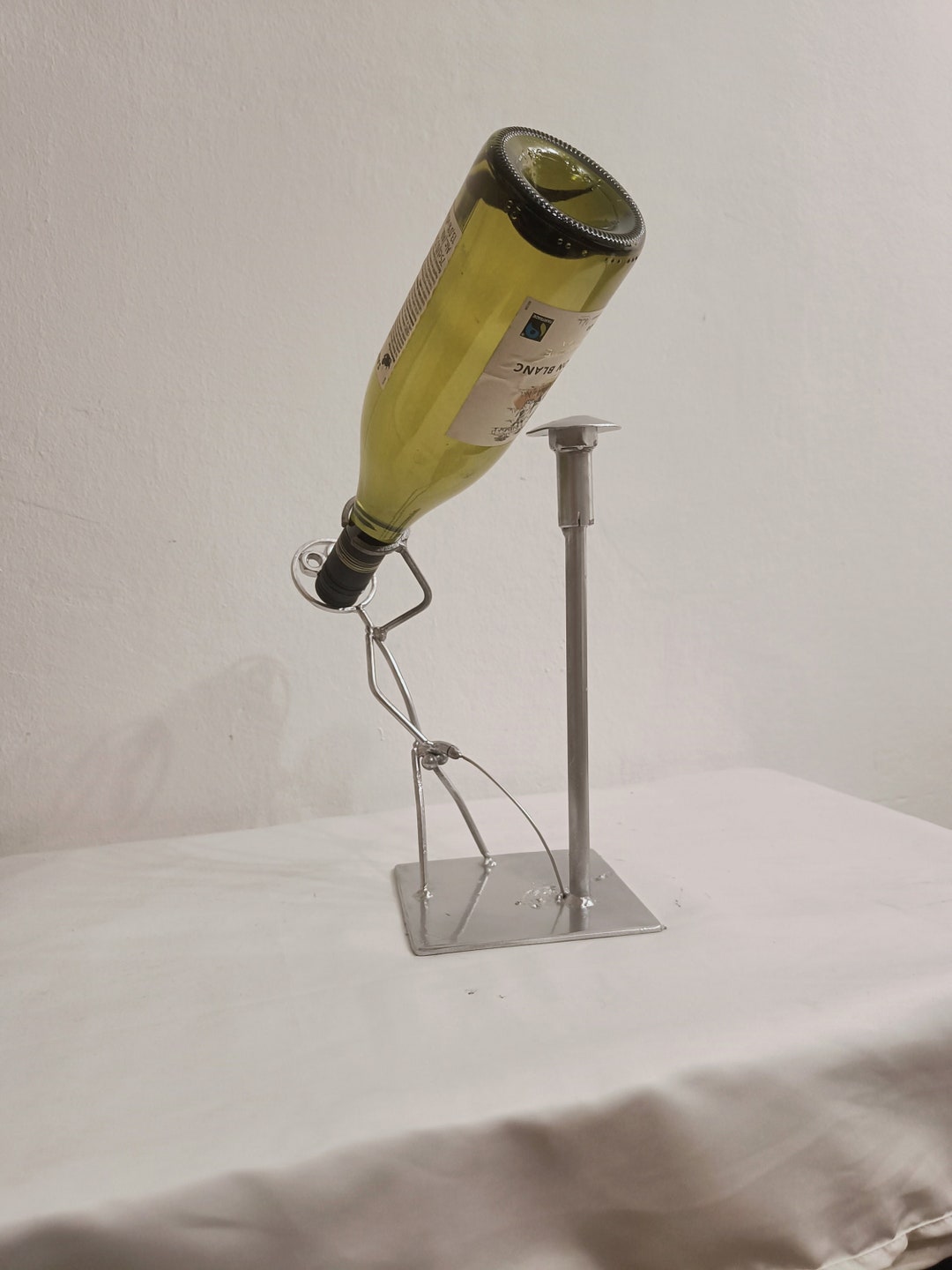 Funny Bottle Holder Recycled Scrap Metal Man With Lantern Unique Gift ...