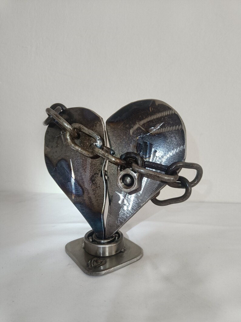 Metal Heart Sculpture Broken Heart Art Industrial Decor - Etsy