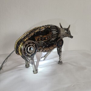 Metal Bull Sculpture Rustic Industrial Decor Recycled Scrap Art Unique ...