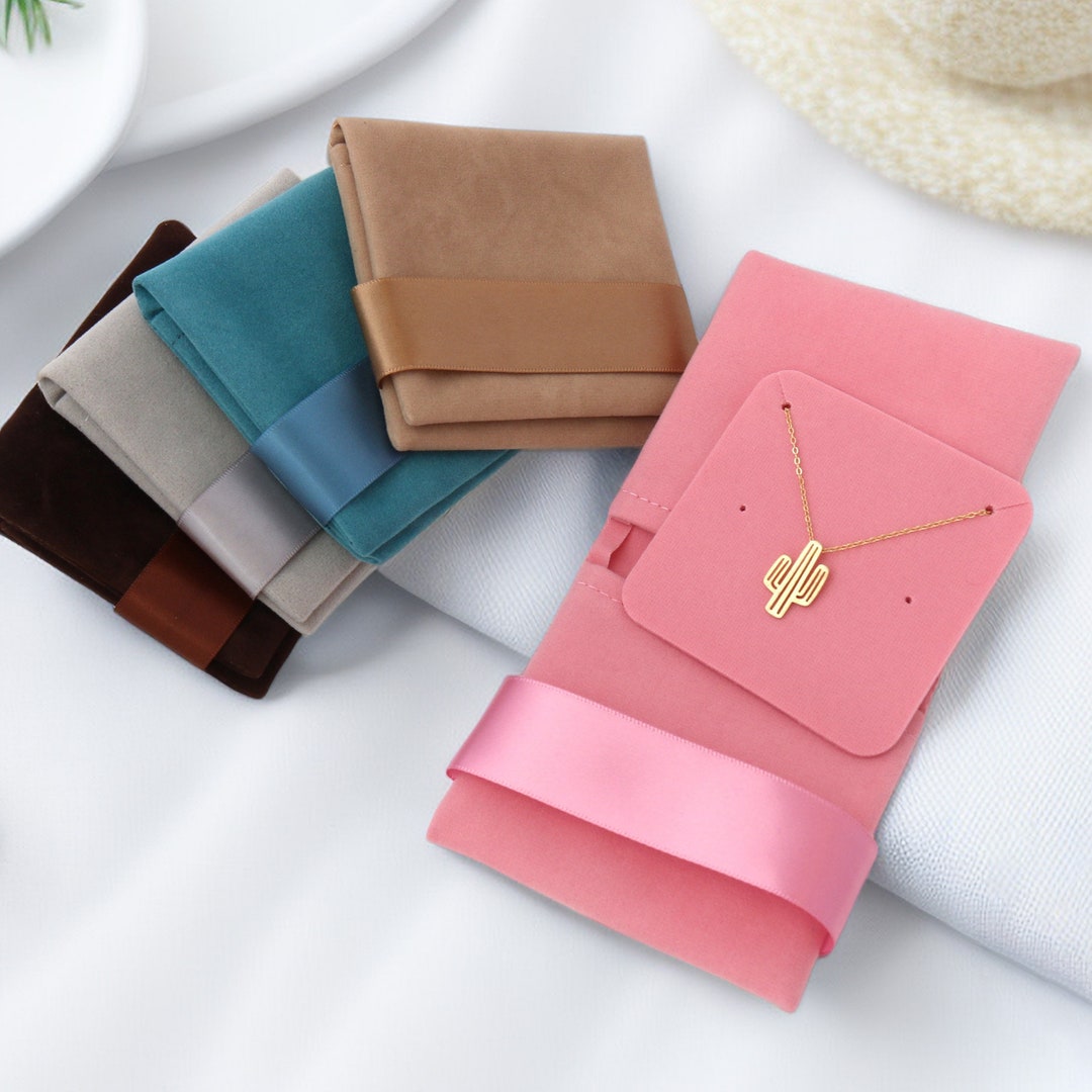 7 Colors Folded Jewelry Pouch With Insert, Necklace Pouches, Earring ...