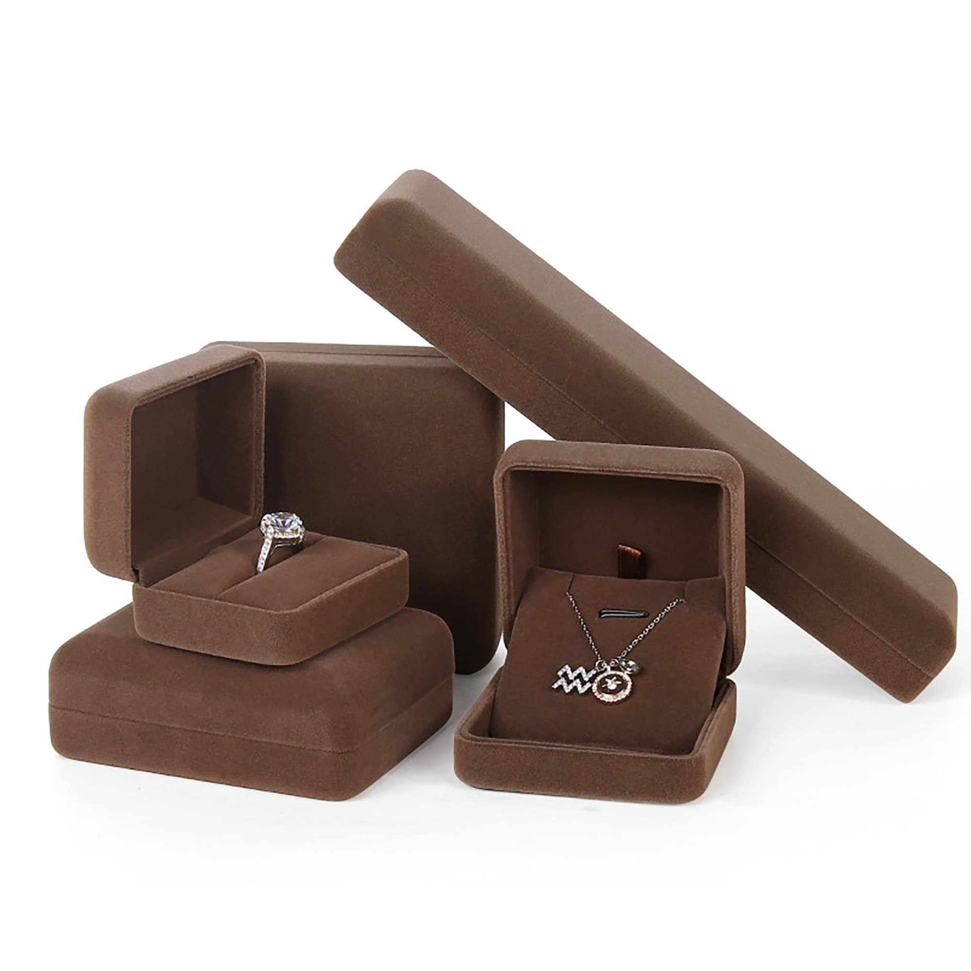 Velvet Jewelry Box Green/brown/gray Jewelry Gift Box, Custom Logo ...