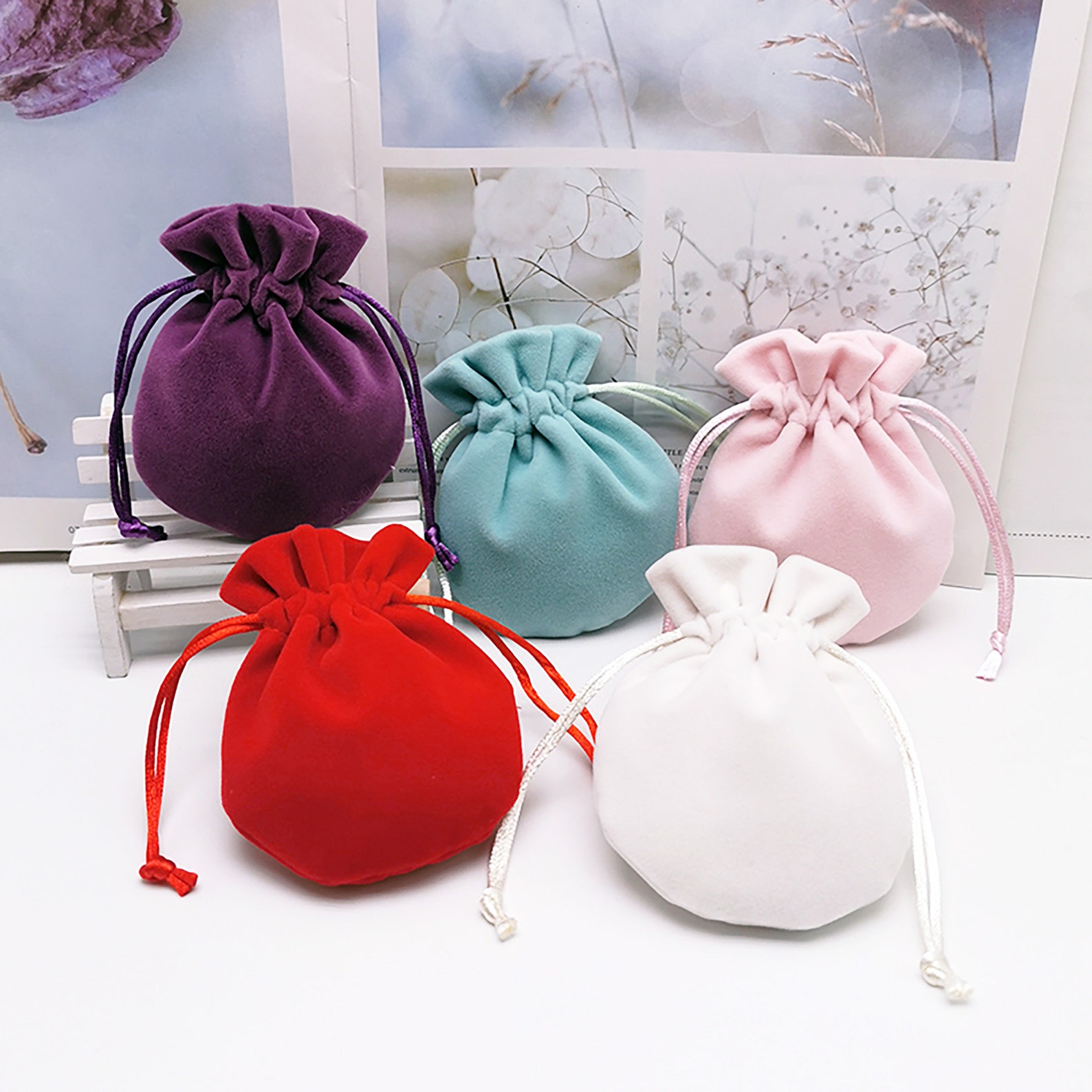 1-200 Small Drawstring Jewelry Pouch Round Bottom Jewelry - Etsy