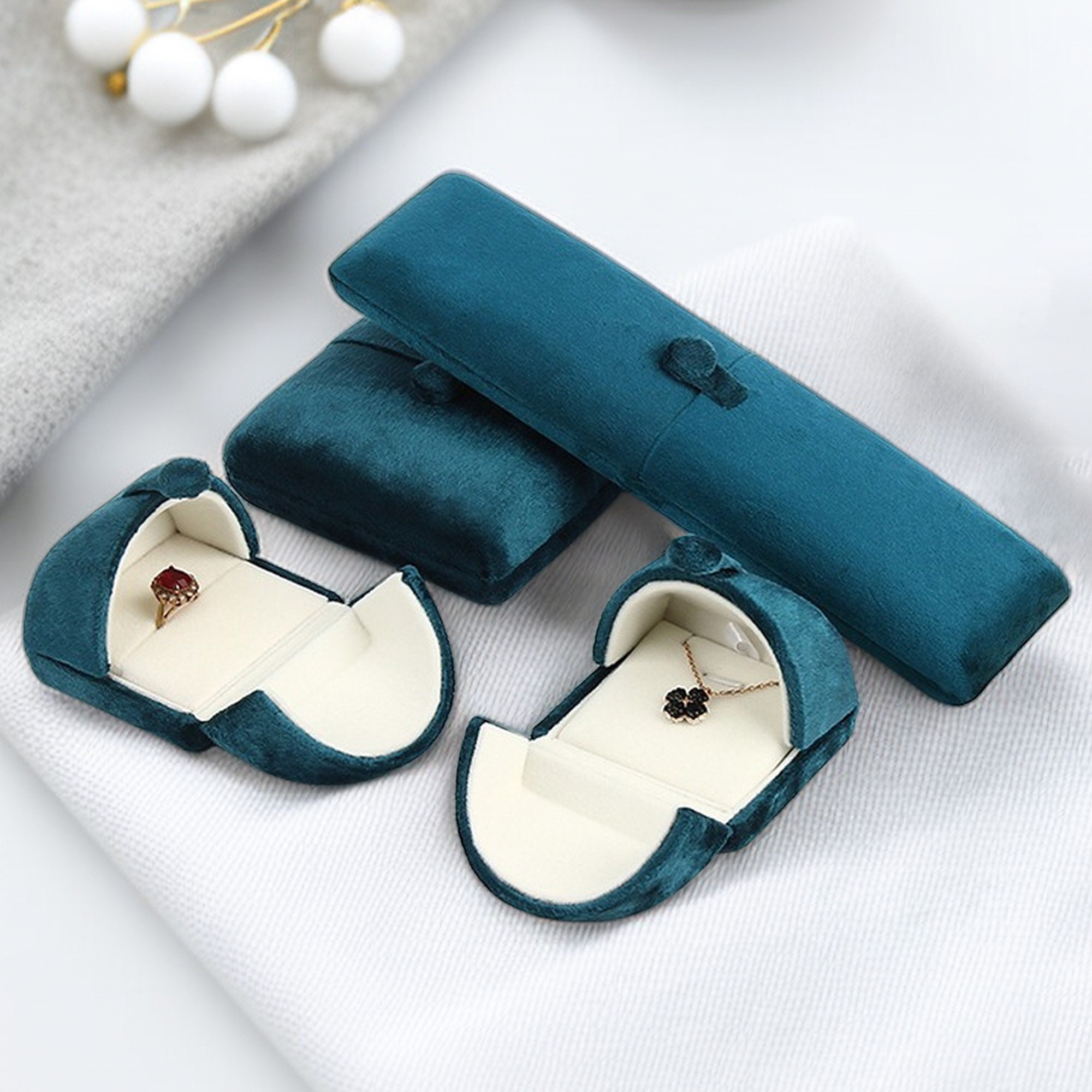 Blue Velvet Jewelry Boxes, Bangle Box, Ring Box, Pendant Box, Necklace ...
