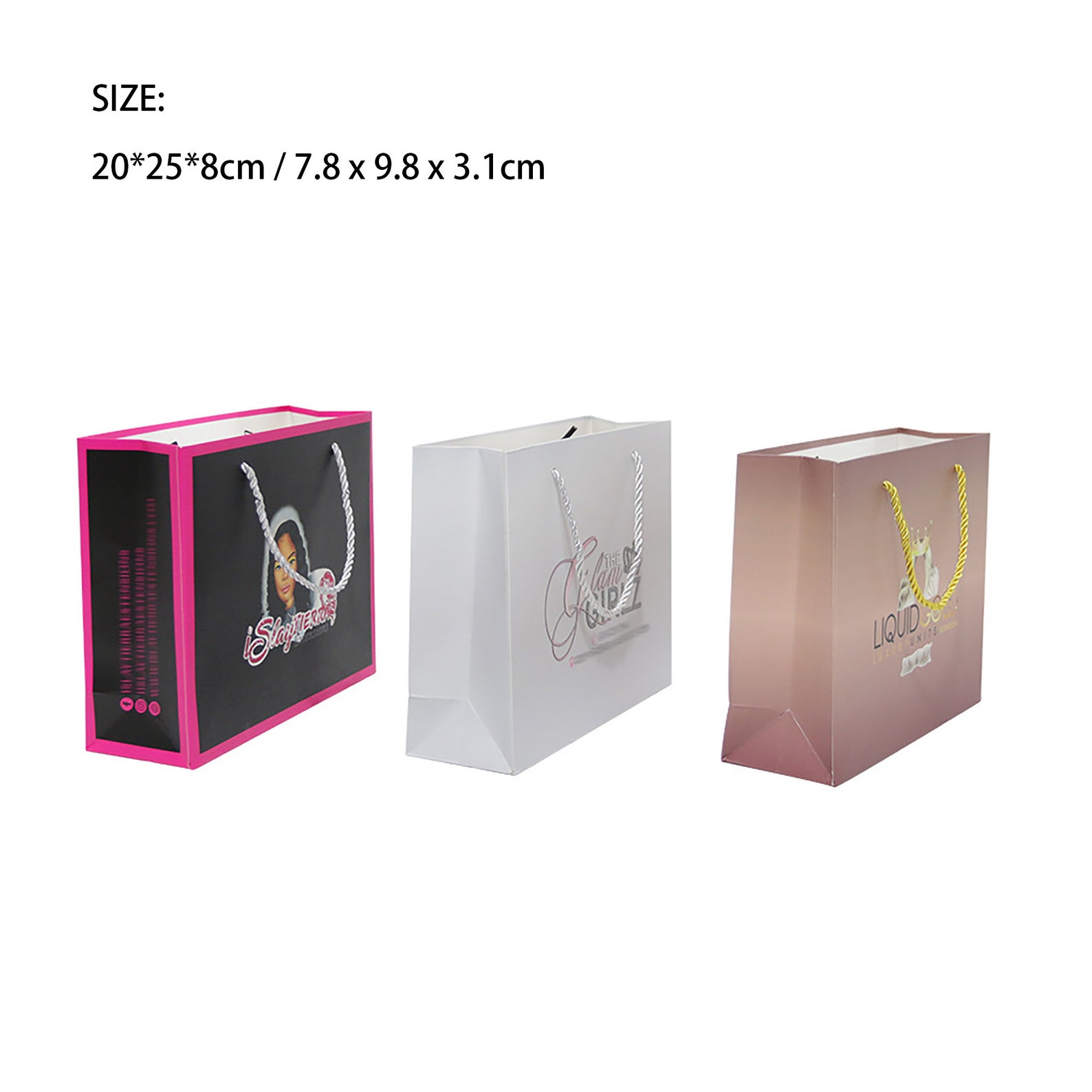 20 Pcs Custom Hair Packaging Paper Handle Bag Paper Shopping | Etsy