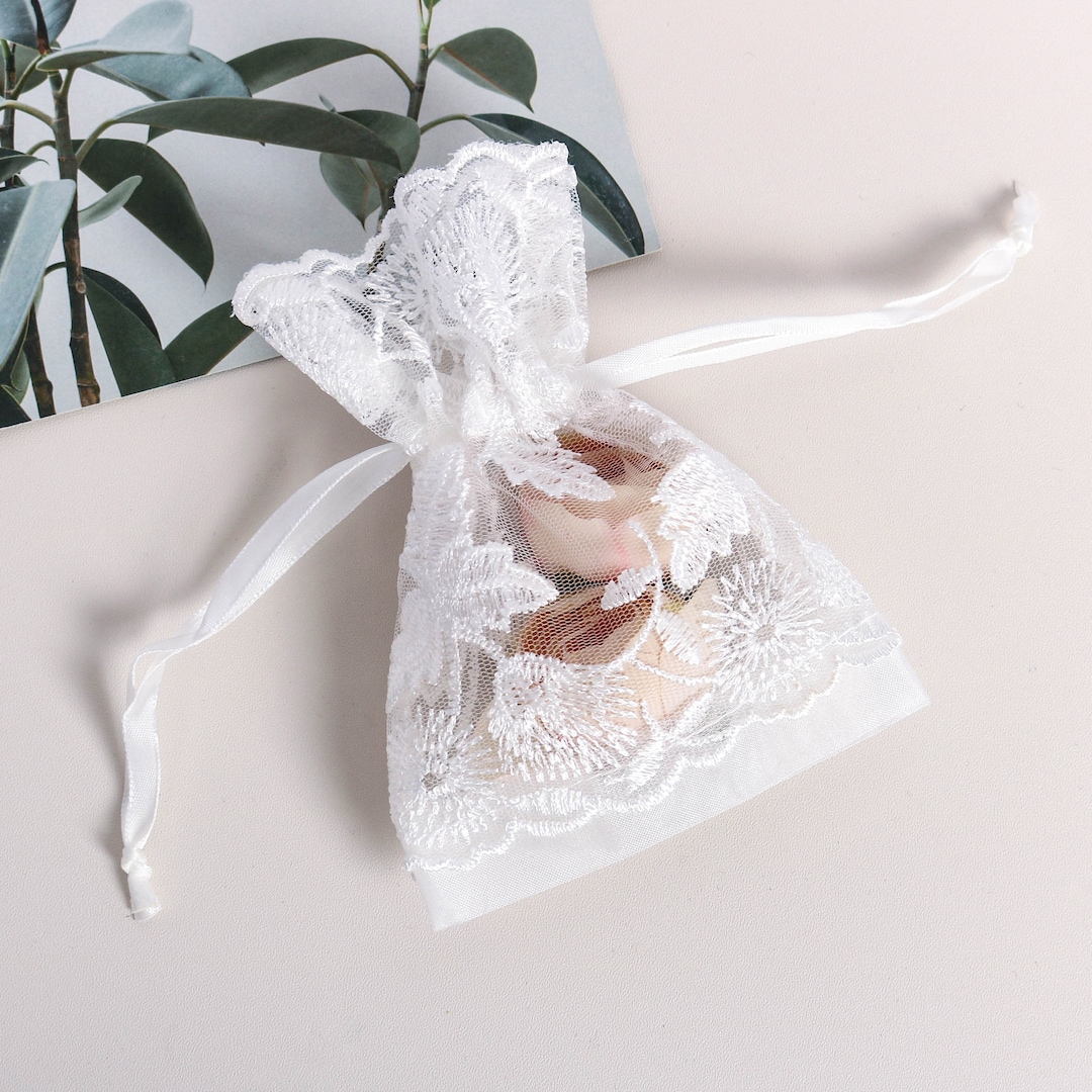 1-200 Maple Leaf White Lace Drawstring Pouches,organza Drawstring ...