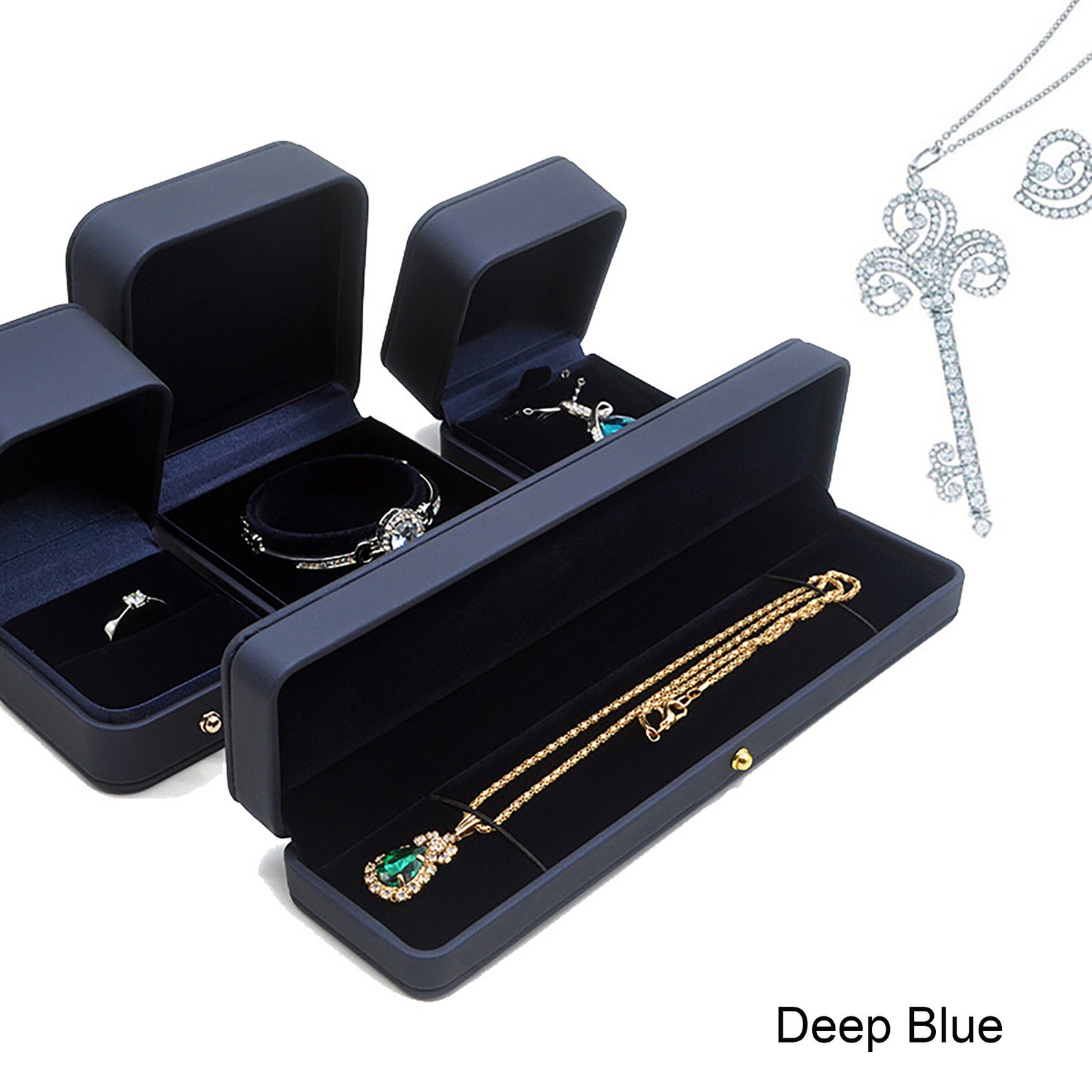 Deep Blue Jewelry Gift Box, Wine Red Jewelry Display Box, Jewelry ...