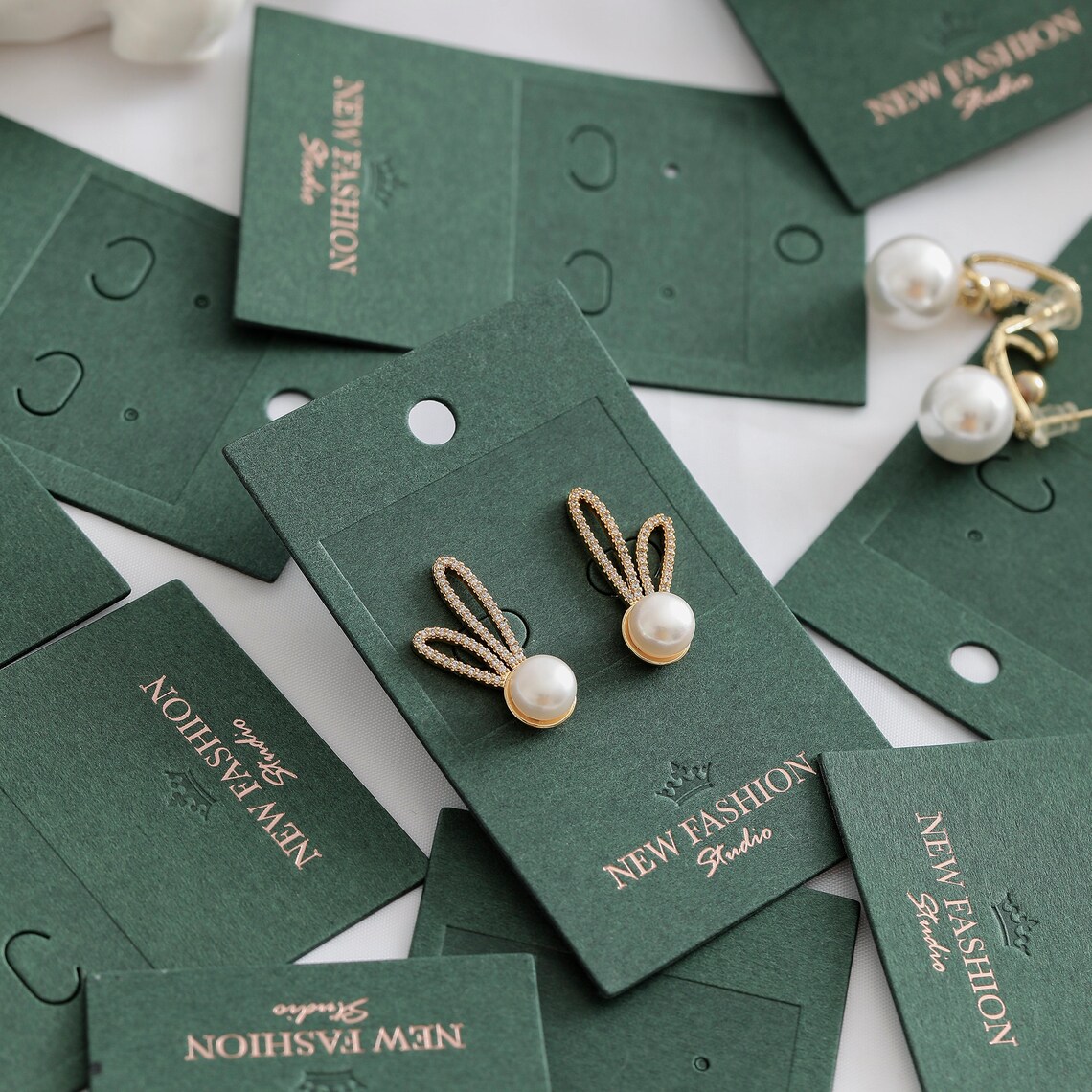 500pcs Custom Emerald Earring Cards, Embossing Earring Display Cards ...