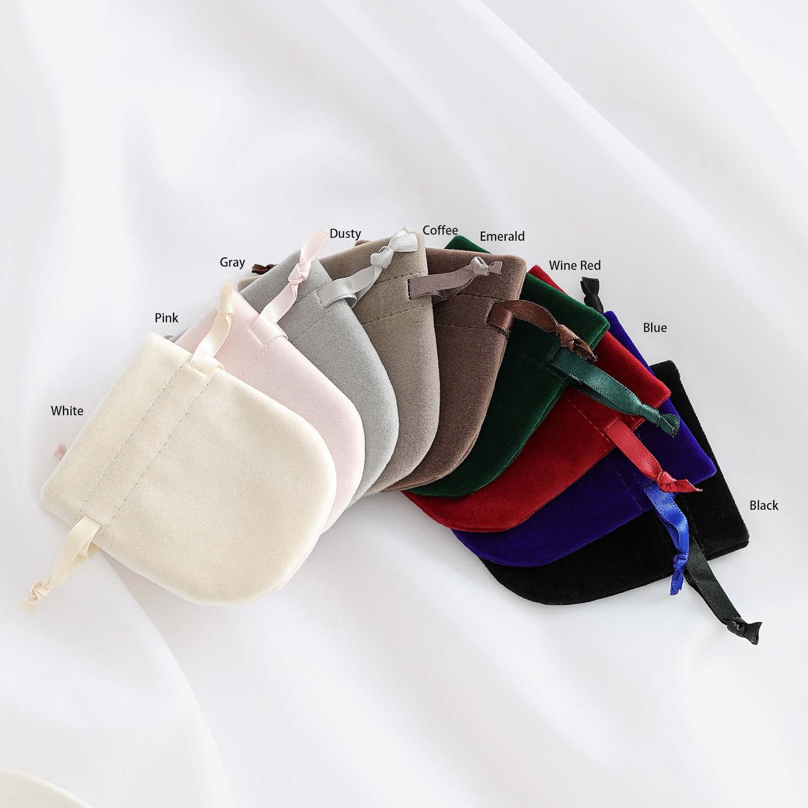 9 Colors Plush Drawstring Pouch, Ribbon Drawstring Pouch for Jewelry ...