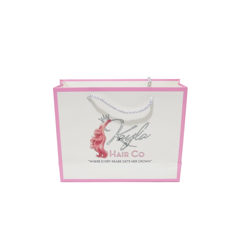 20 Pcs Custom Hair Packaging Paper Handle Bag Paper Shopping | Etsy