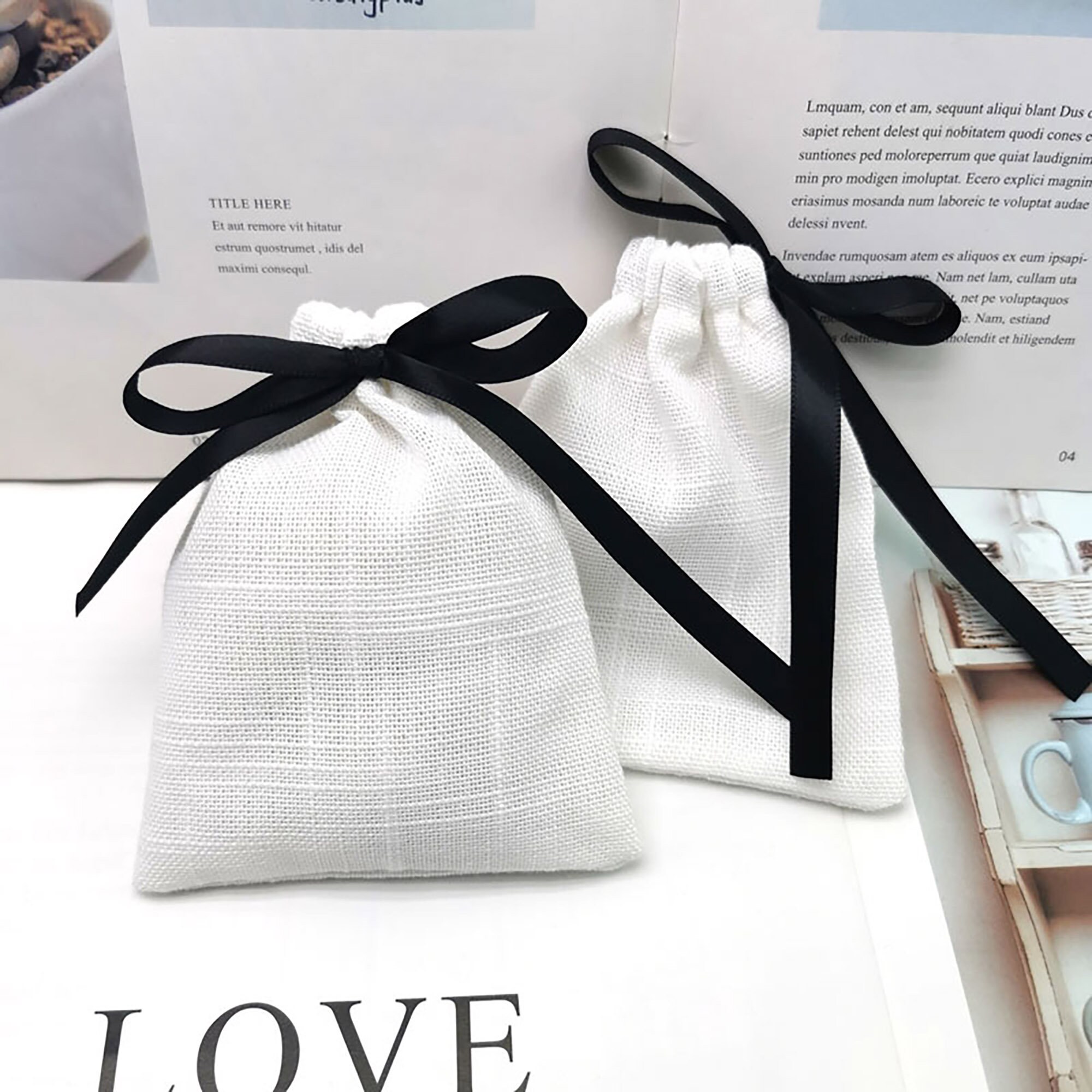 Ribbon Drawstring Bags, Cotton Bags Custom Logo, Gift Bags, Product ...