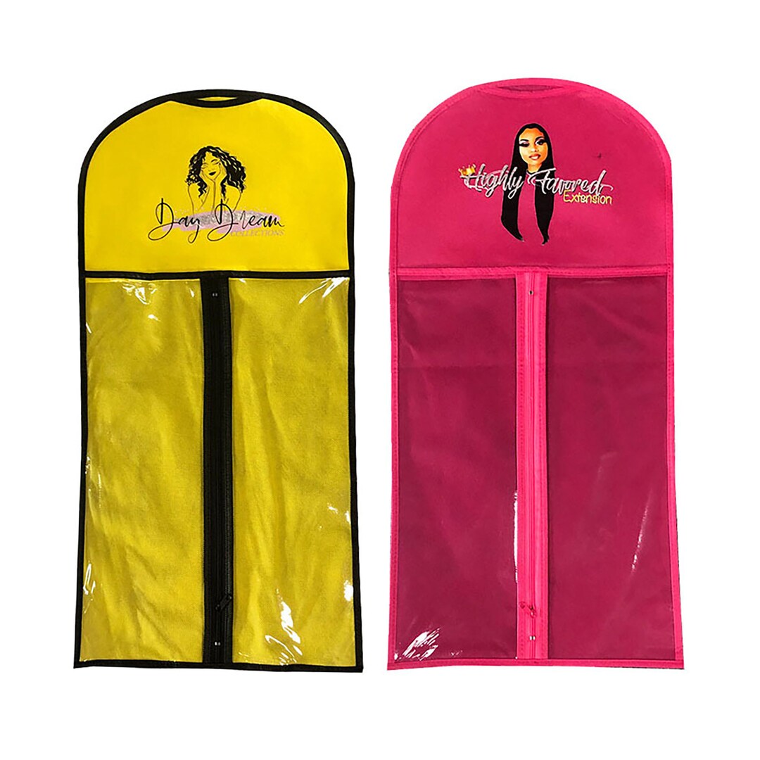 Personalized Hair Extension Hanging Bag, Non-woven Wigs Storage Bag ...