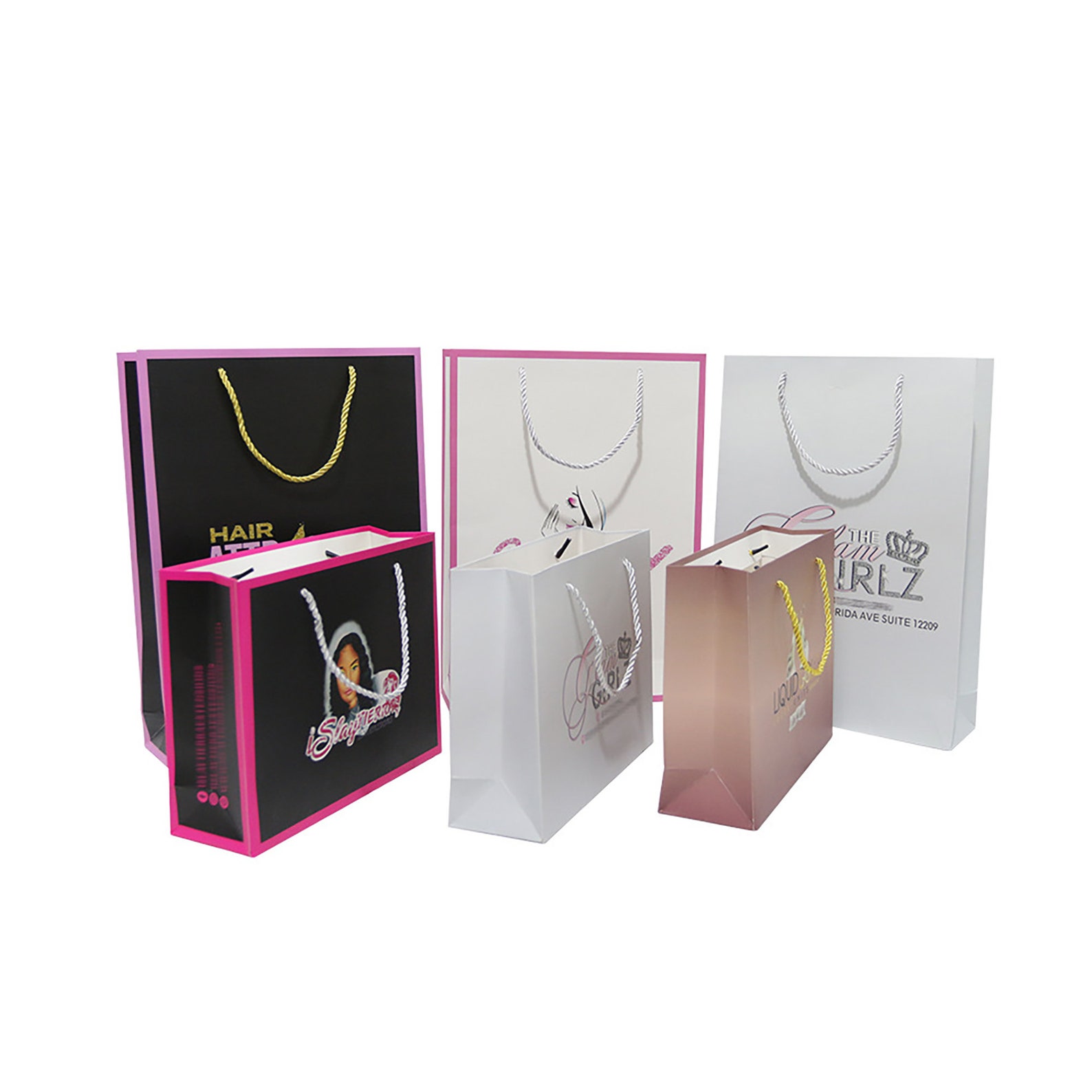 20 Pcs Custom Hair Packaging Paper Handle Bag Paper Shopping | Etsy