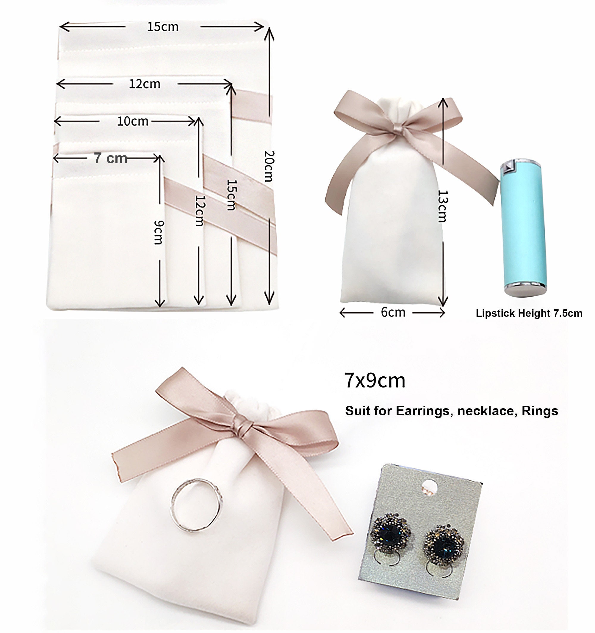 Small Drawstring Jewelry Packaging Pouch, Plush Jewelry Organizer ...