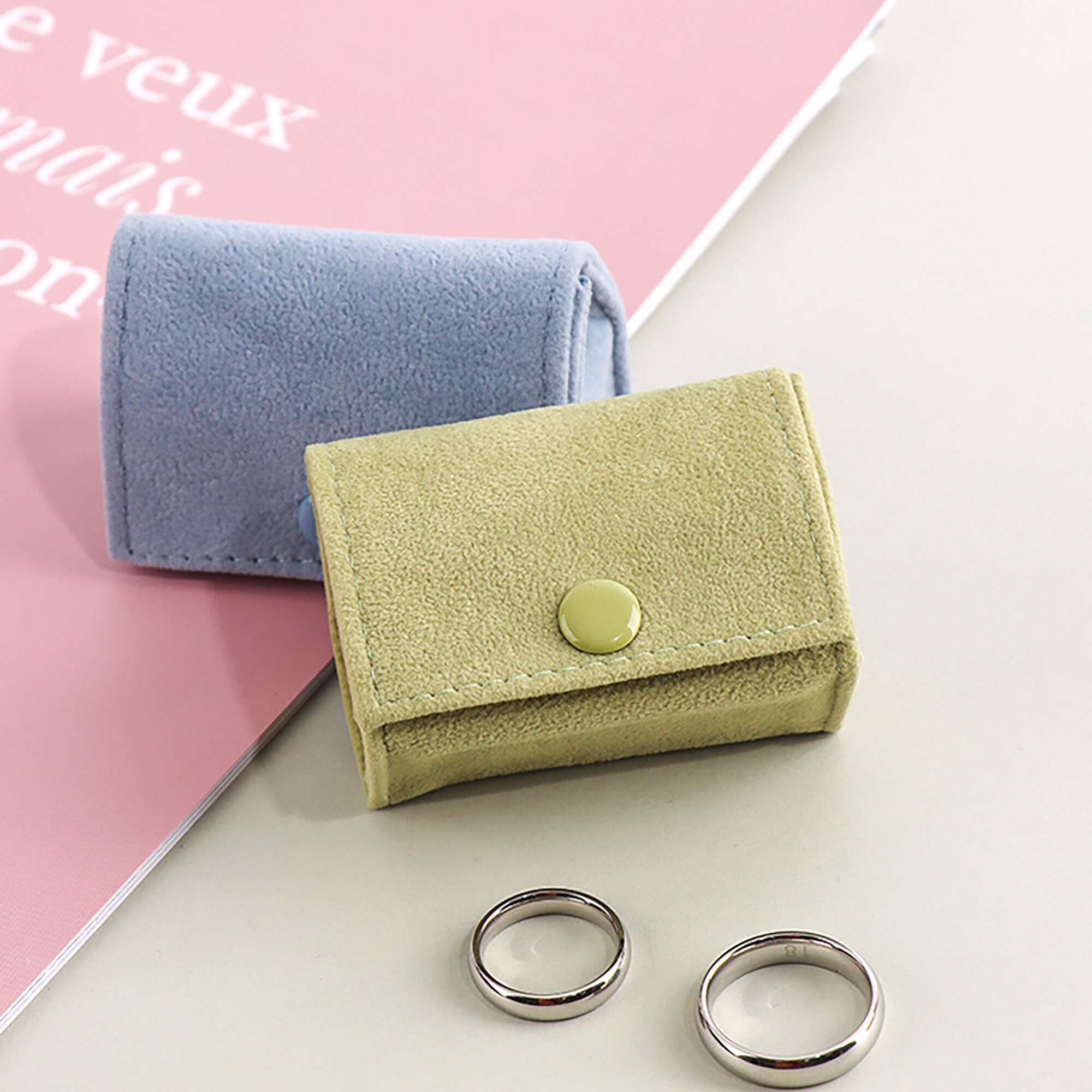 Personalized Ring Pouch, Velvet Ring Pouch With Button, Velvet Ring ...