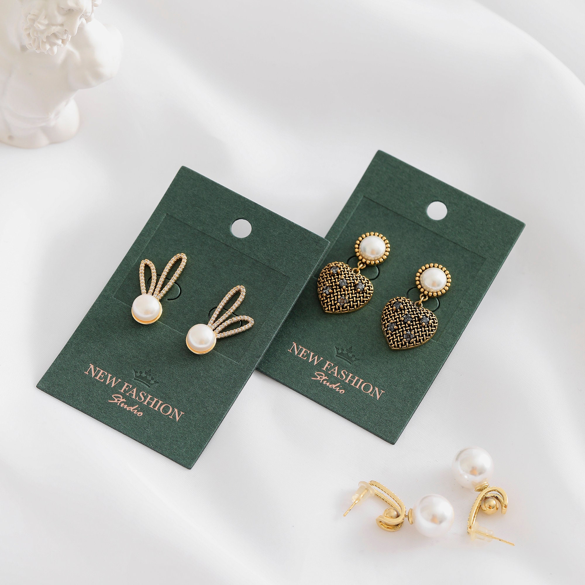 500pcs Custom Emerald Earring Cards, Embossing Earring Display Cards ...