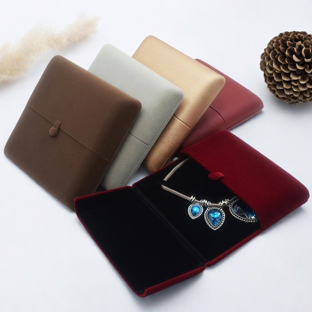 Velvet Necklace Boxes, Pearl Necklace Box, Large Jewelry Box, Pendant ...