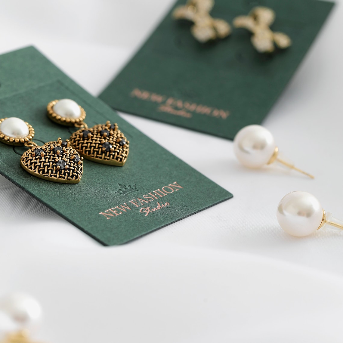 500pcs Custom Emerald Earring Cards, Embossing Earring Display Cards ...