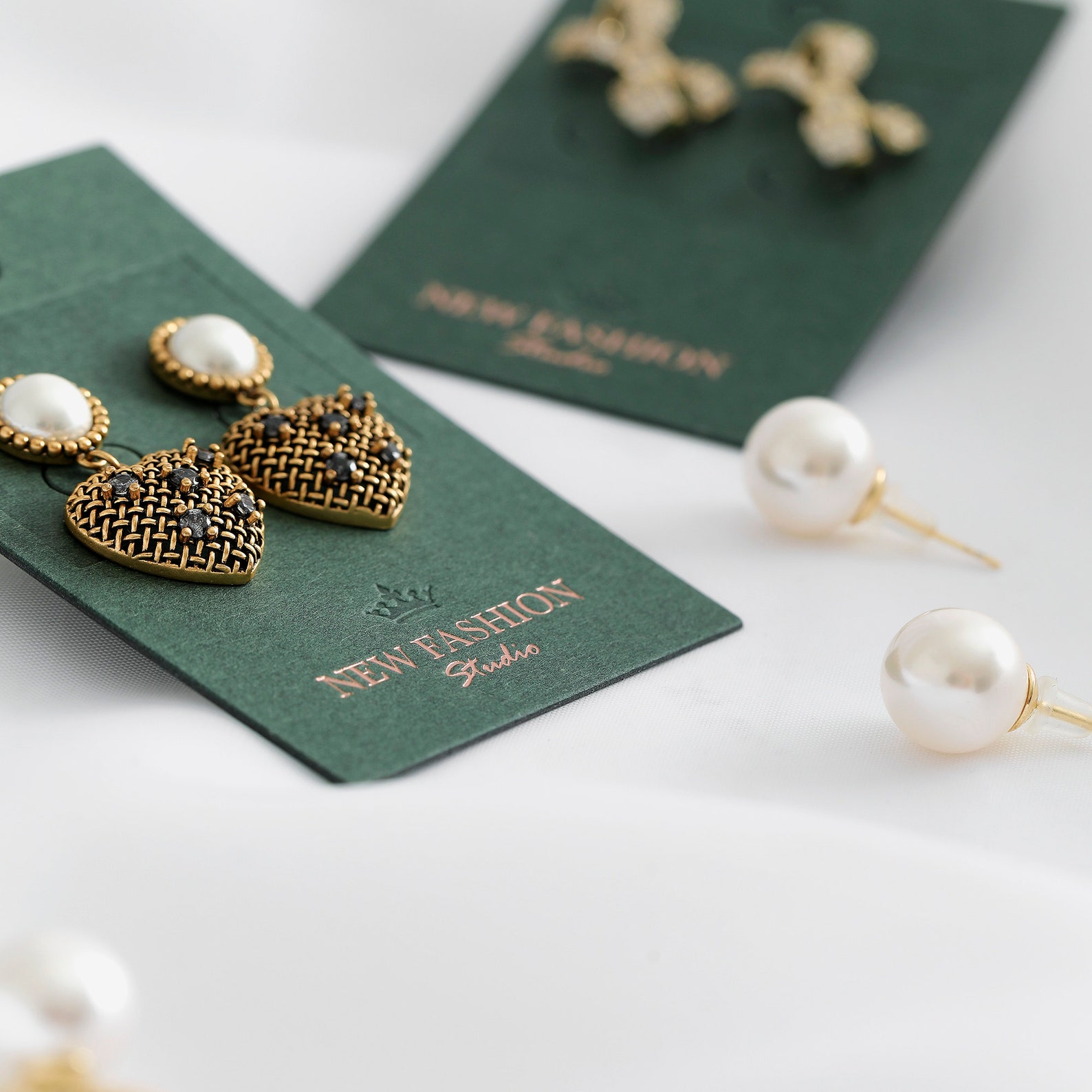 500pcs Custom Emerald Earring Cards, Embossing Earring Display Cards ...