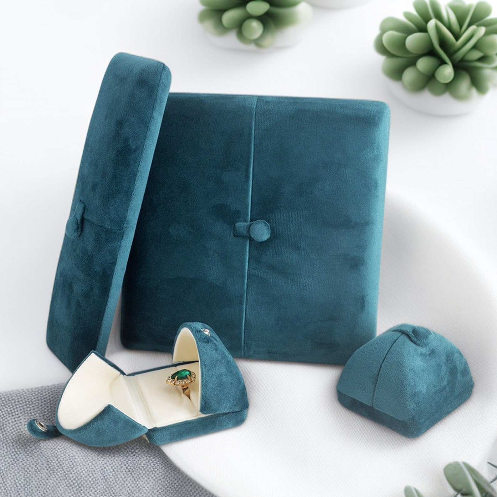 Blue Velvet Jewelry Boxes, Bangle Box, Ring Box, Pendant Box, Necklace ...