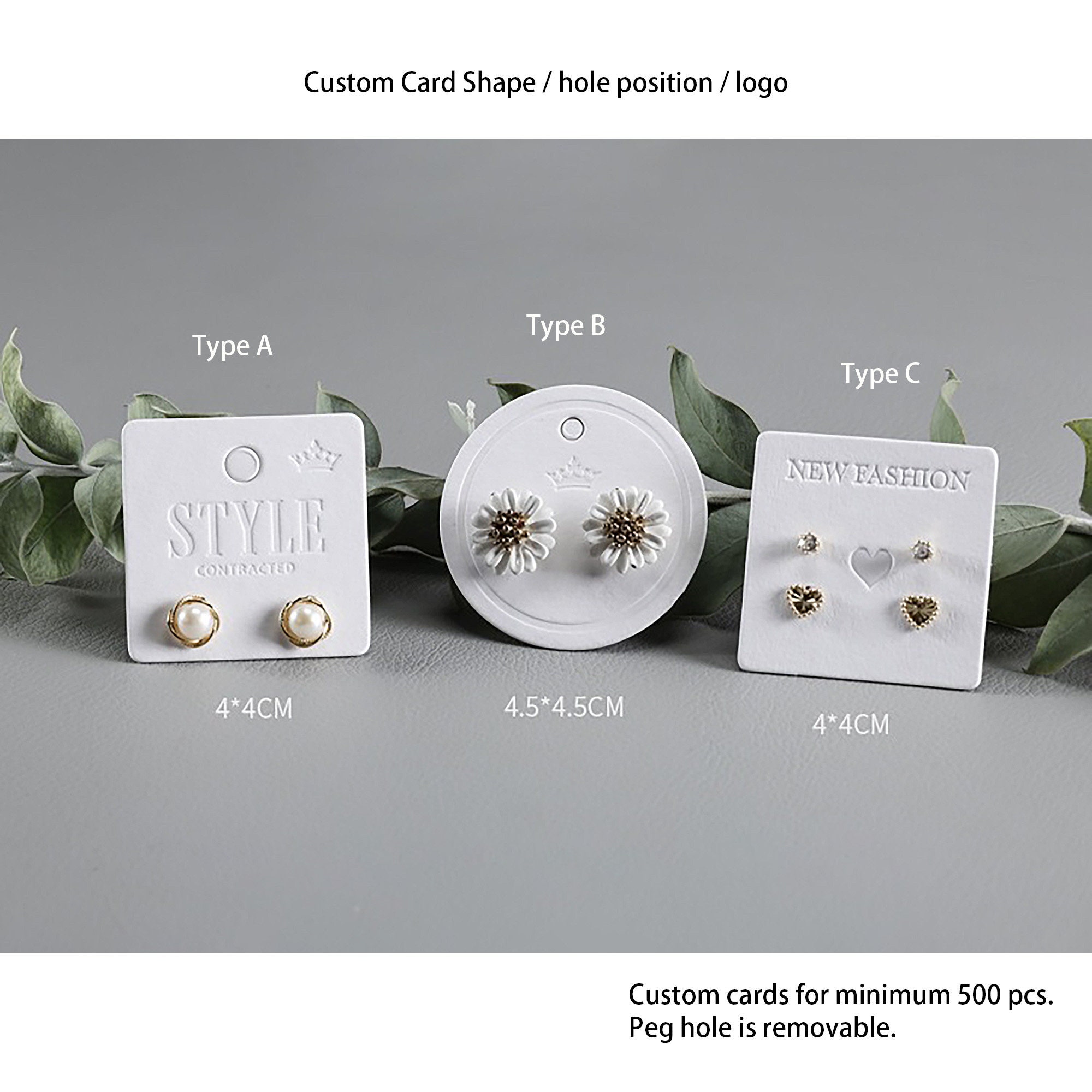 Custom White Earring Cards 500 Pcs, Jewelry Display Cards,tiny Stud ...