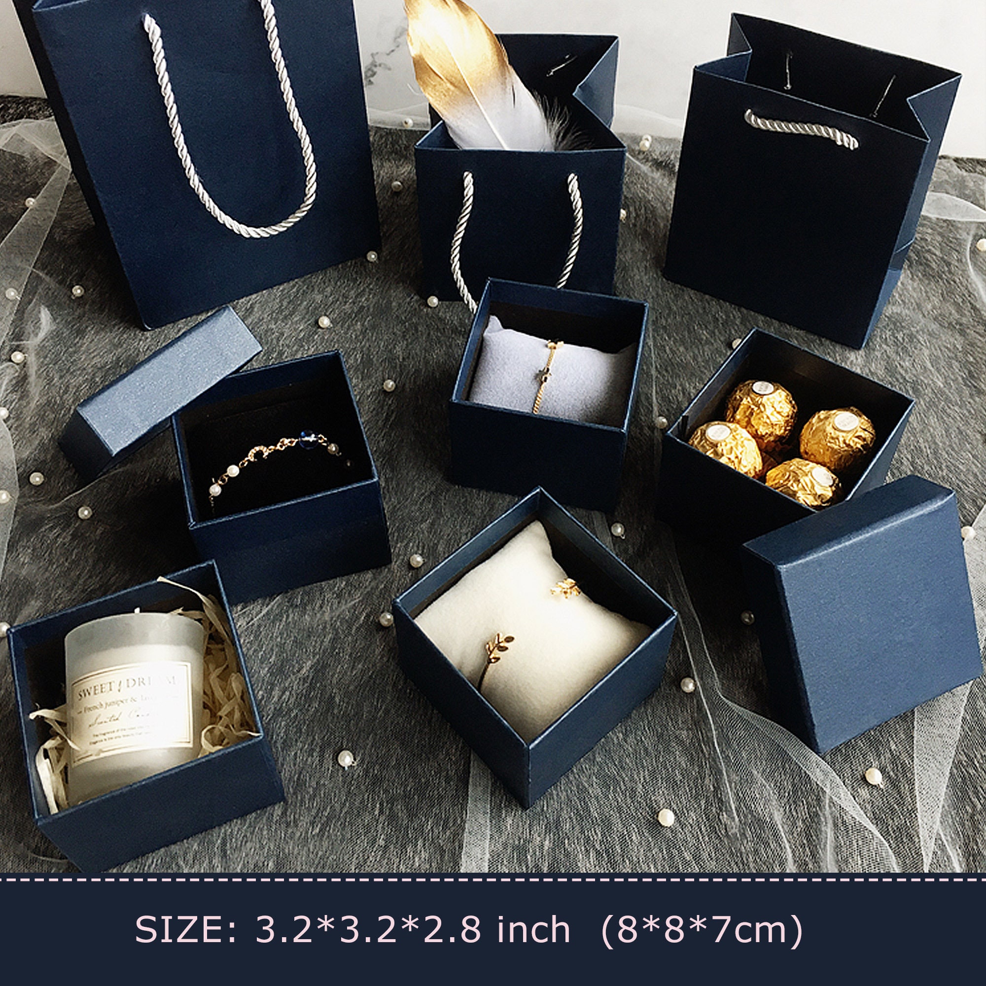 Navy Blue Gift boxJewelry Paper box Craft Gift BoxJewelry | Etsy