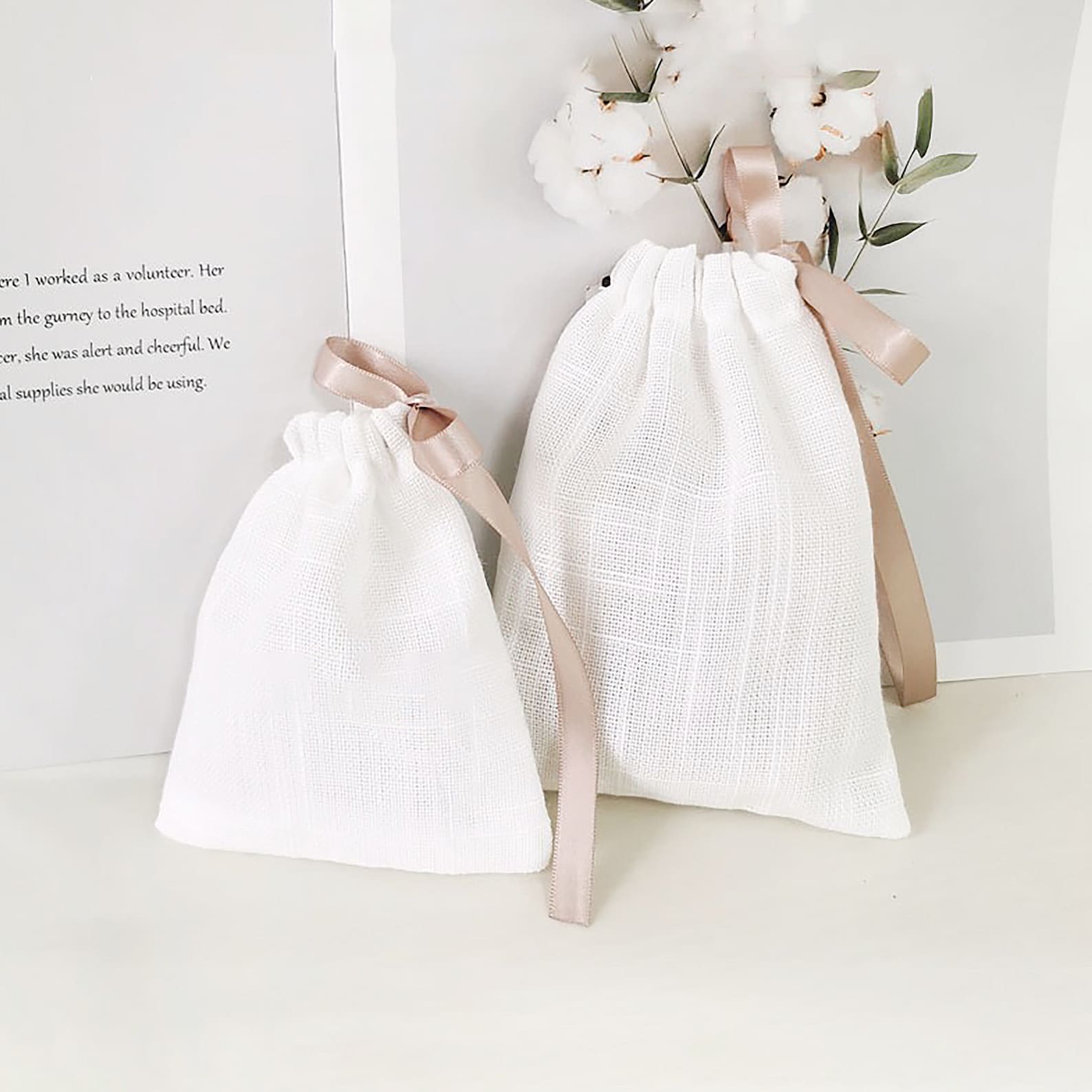 Ribbon Drawstring Bags, Cotton Bags Custom Logo, Gift Bags, Product ...