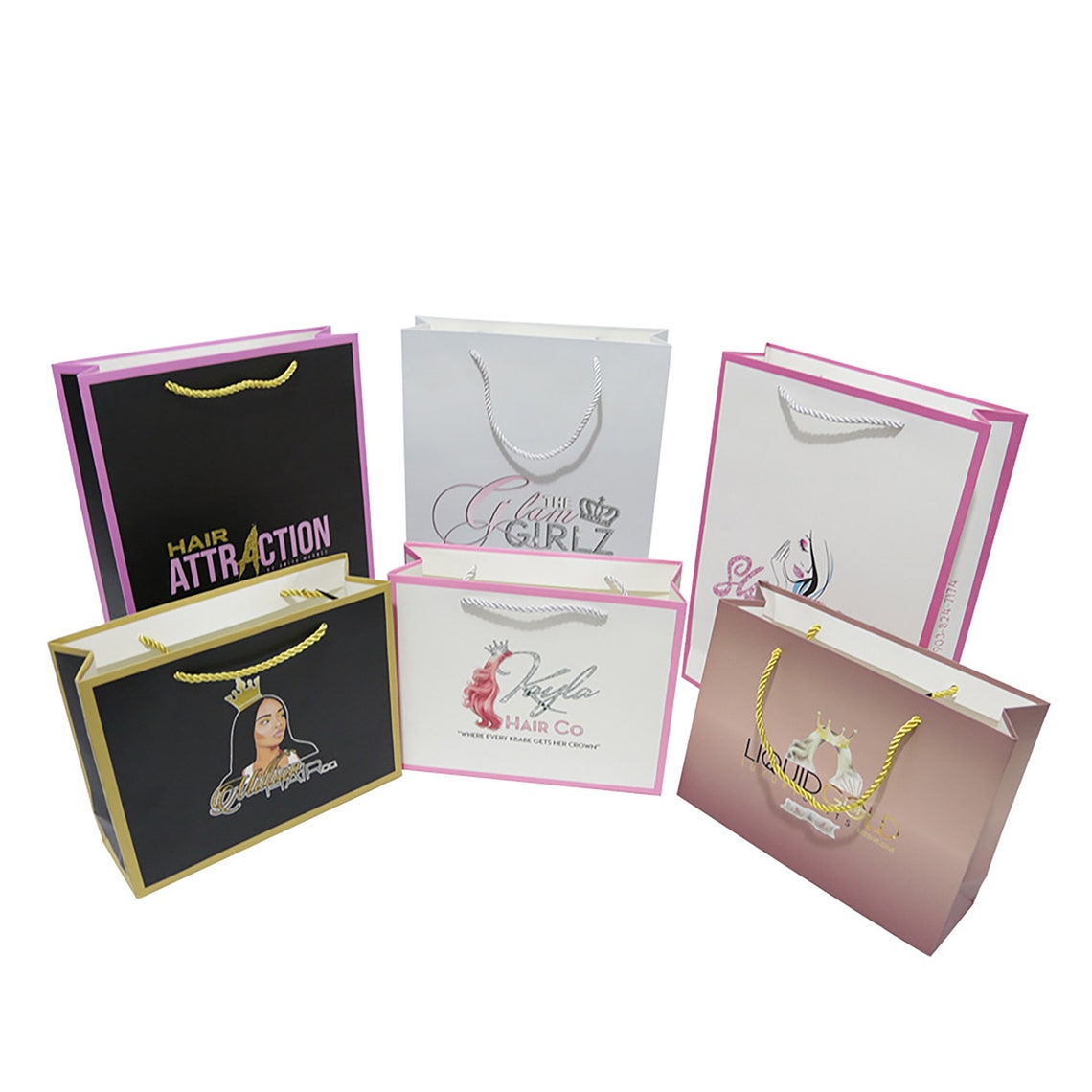 20 Pcs Custom Hair Packaging Paper Handle Bag Paper Shopping - Etsy