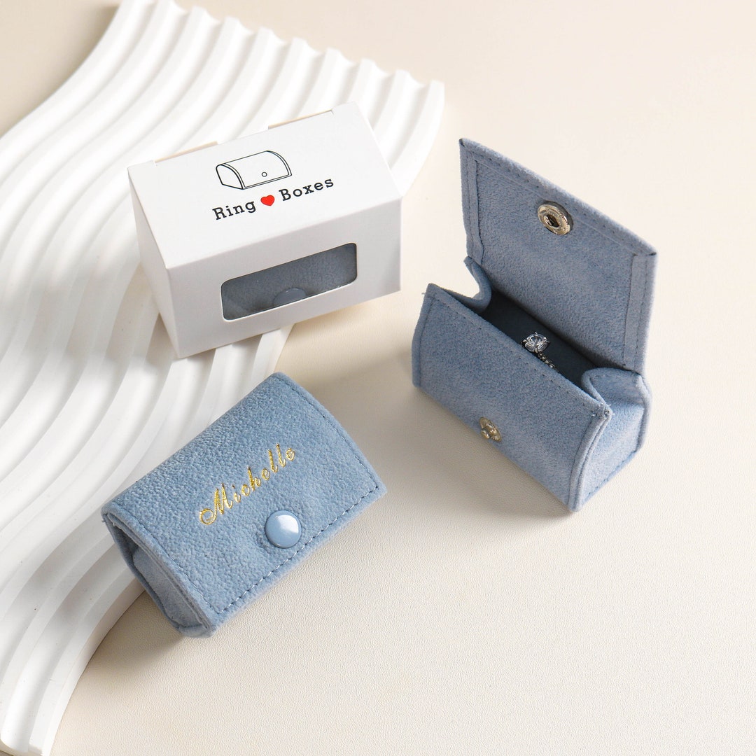 Personalized Ring Pouch, Velvet Ring Pouch With Button, Velvet Ring ...