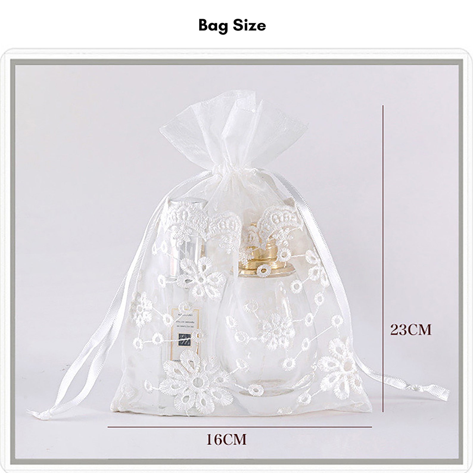 Large White Lace Bags 16x23cm Organza Bags Wedding Favor Bag Flower ...