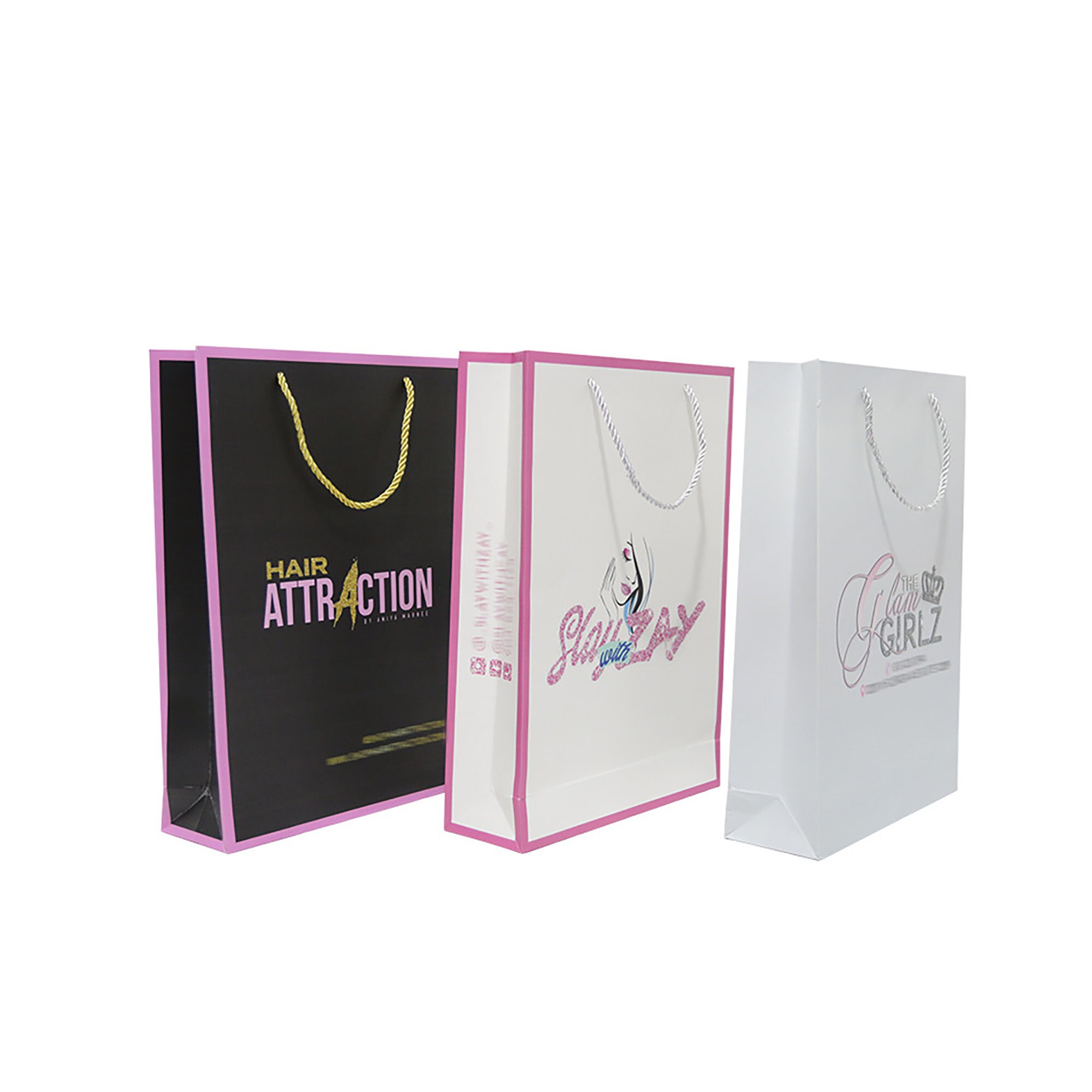 20 Pcs Custom Hair Packaging Paper Handle Bag Paper Shopping | Etsy